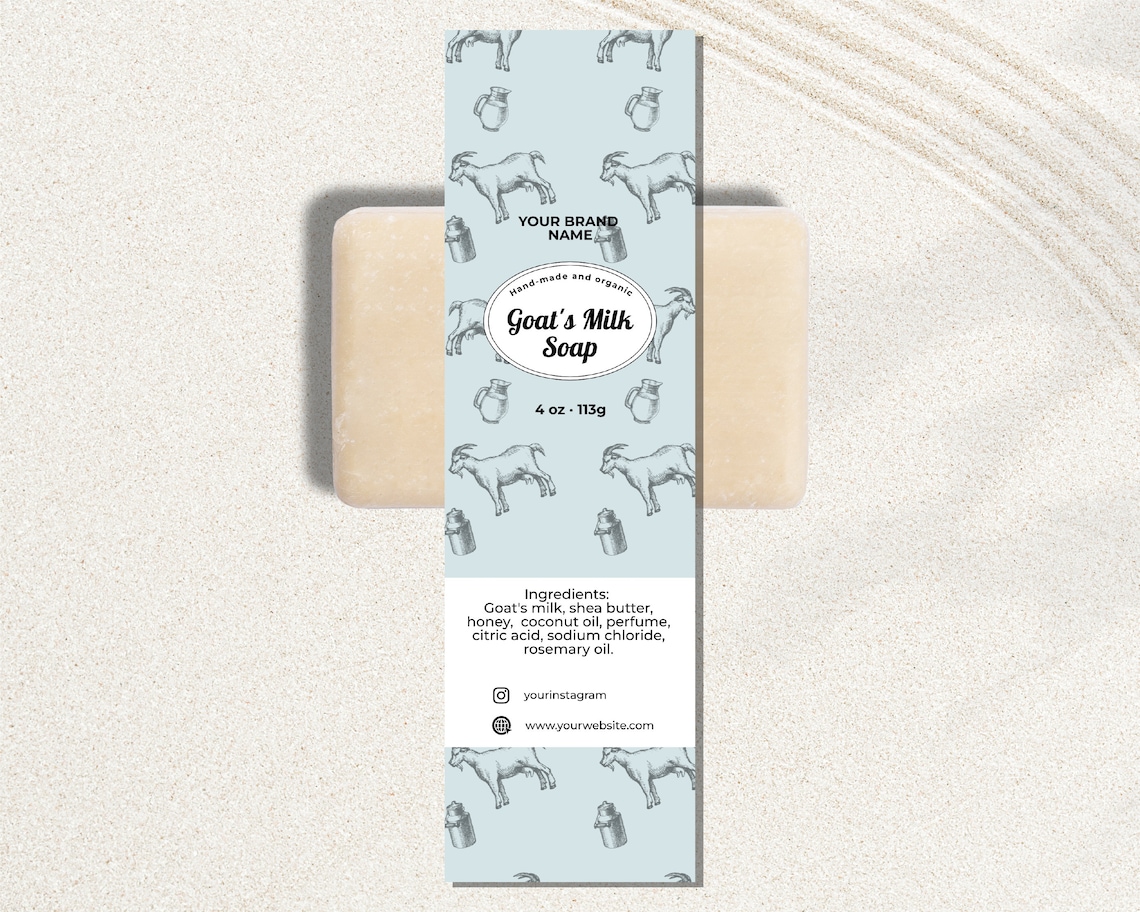 Editable Goat Milk Soap Label Template, Printable Luxury Wrap Around ...