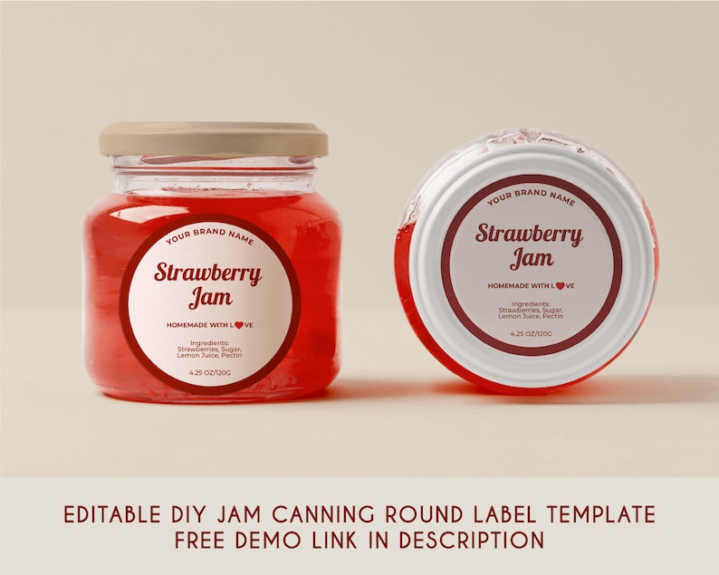 Editable Jam Canning Round Label Template, Printable Mason Jar Homemade ...