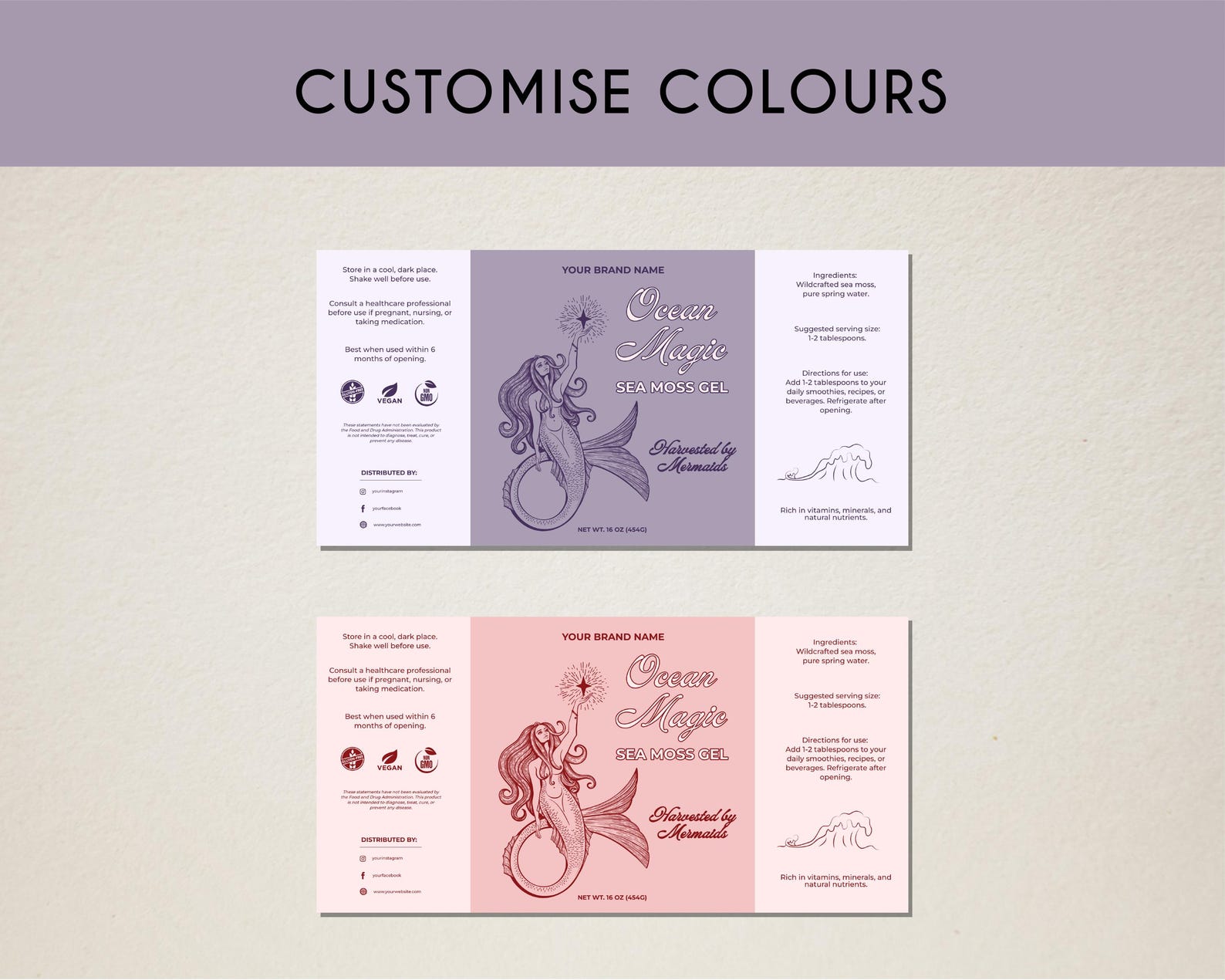 Editable Sea Moss Gel Label Template: Luxury Food Sticker (digital ...