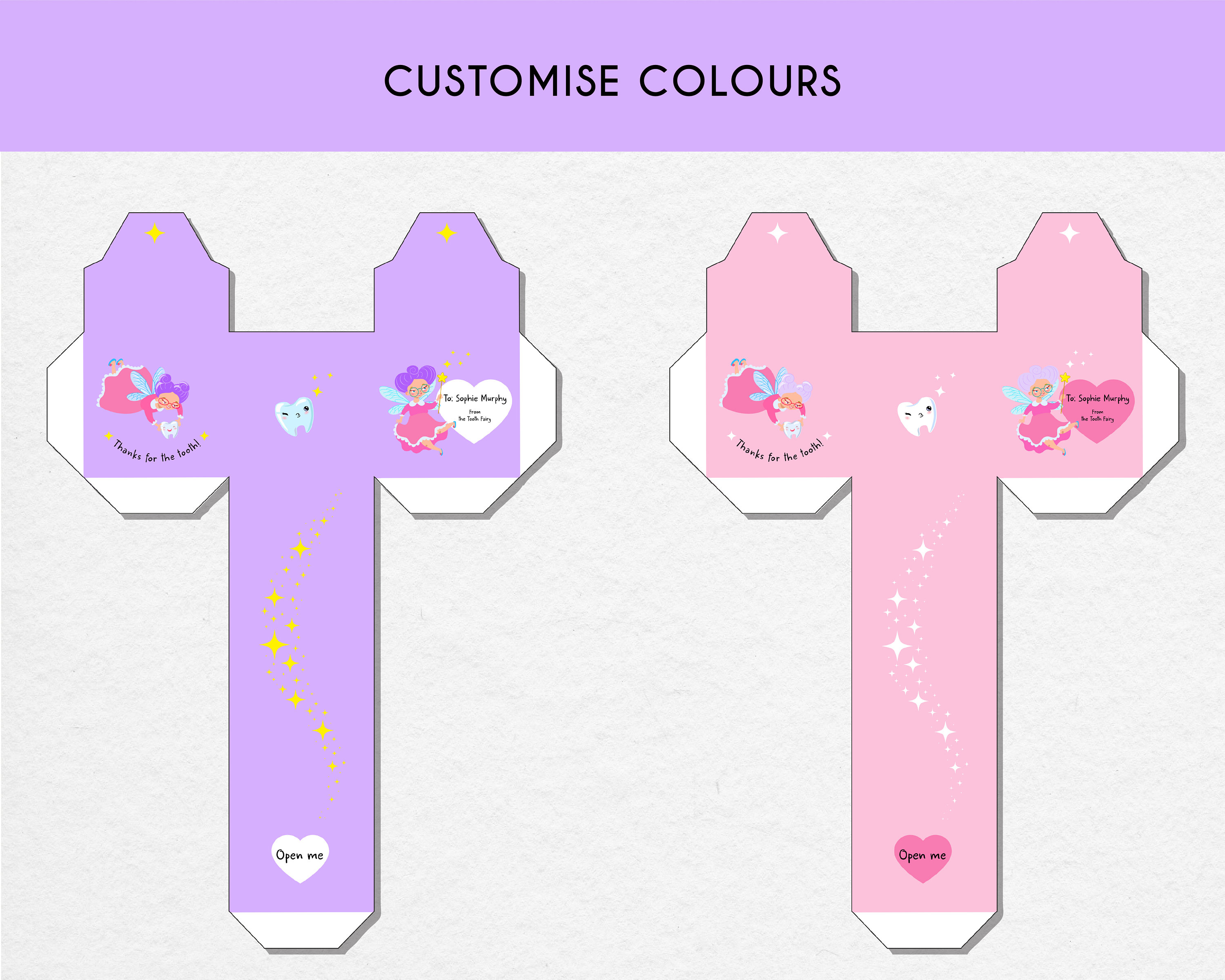 Editable Tooth Fairy Box Cut Out Template, Foldable Paper Dieline Tooth ...