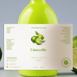 Editable Luxury Limecello Bottle Label Template, Printable Homemade ...