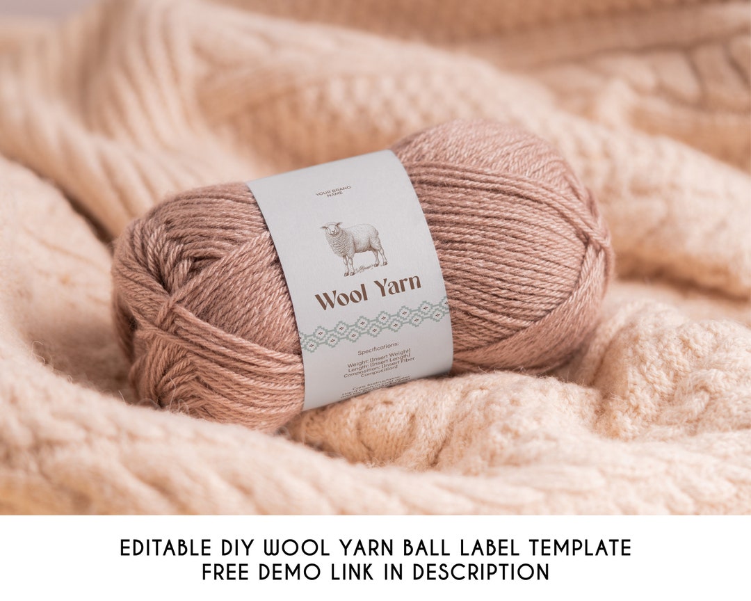Editable Merino Wool Yarn Ball Label Template, Printable Luxury Hand ...