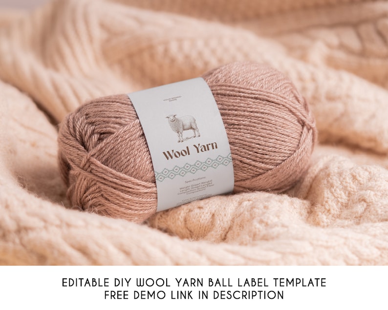 Editable Merino Wool Yarn Ball Label Template, Printable Luxury Hand ...
