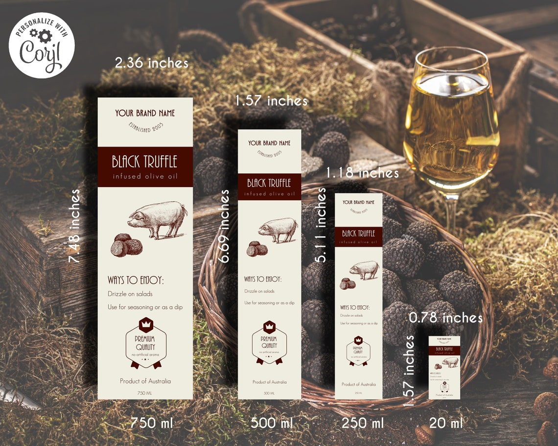 Editable Truffle Infused Olive Oil Bottle Label Template, Printable ...
