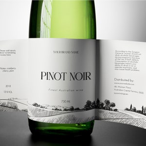 Editable Minimalist Wine Bottle Label Template, Luxury Wrap Around Wine ...