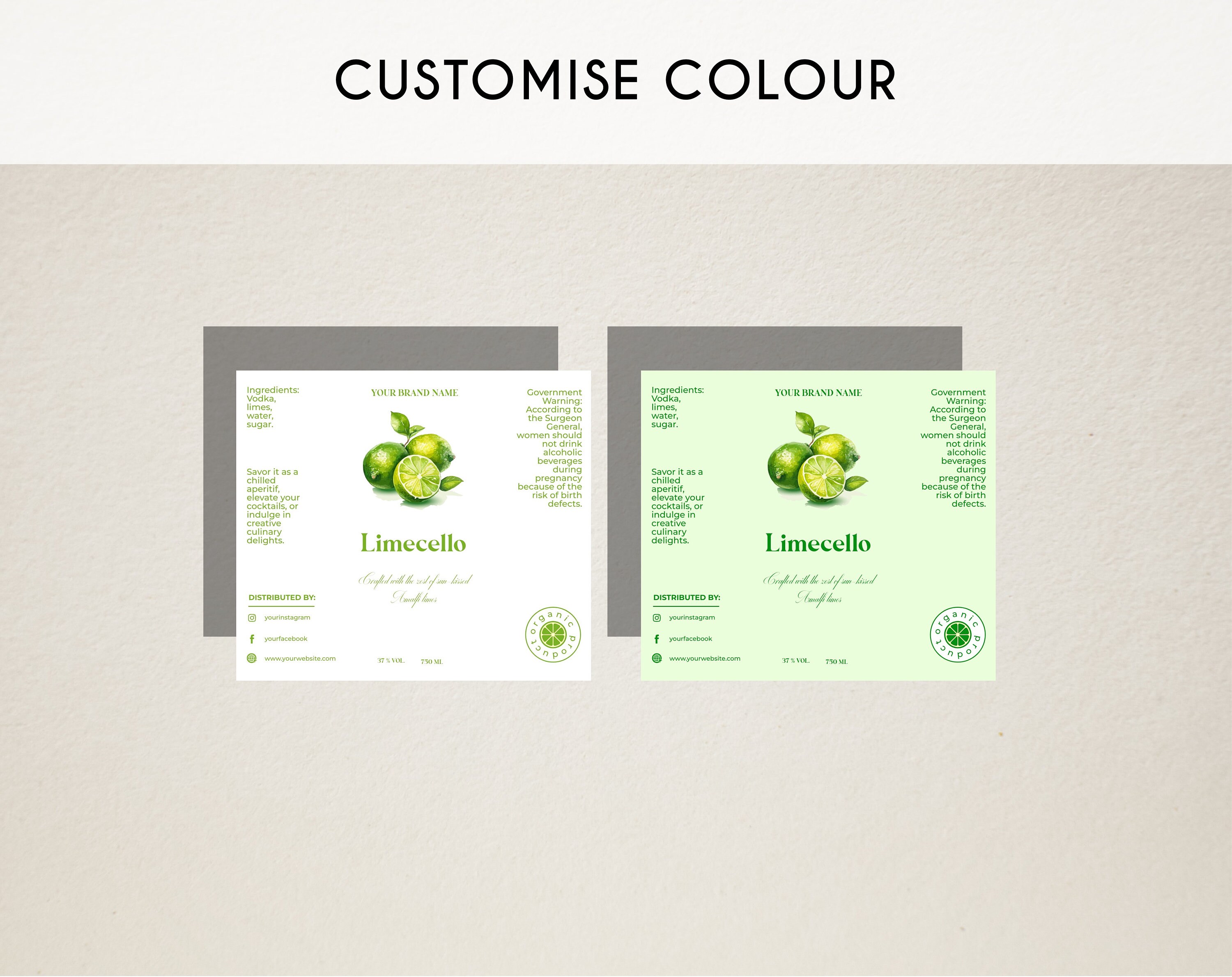 Editable Luxury Limecello Bottle Label Template, Printable Homemade ...