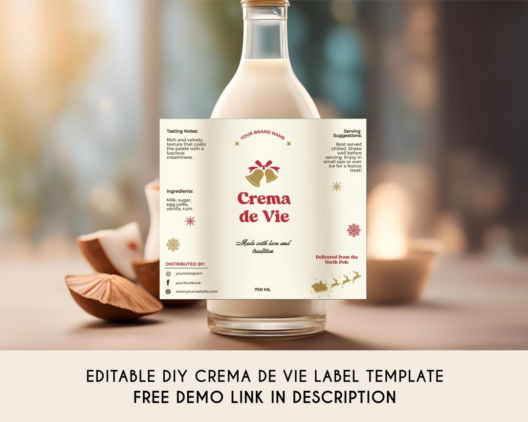 Editable Crema De Vie Bottle Label Template, Printable Homemade Cuban ...