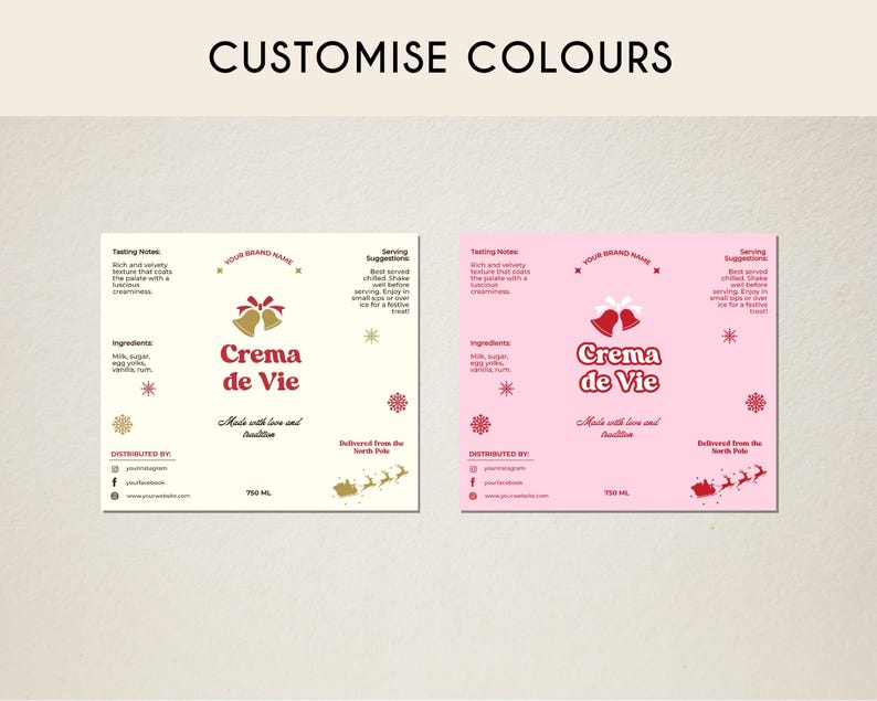 Editable Crema De Vie Bottle Label Template, Printable Homemade Cuban ...