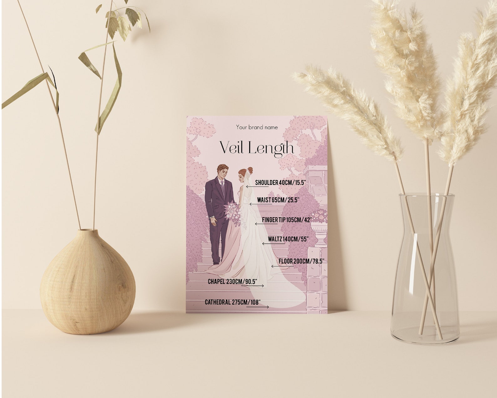 Editable Veil Length Size Chart Template, Printable Wedding Veil Size ...