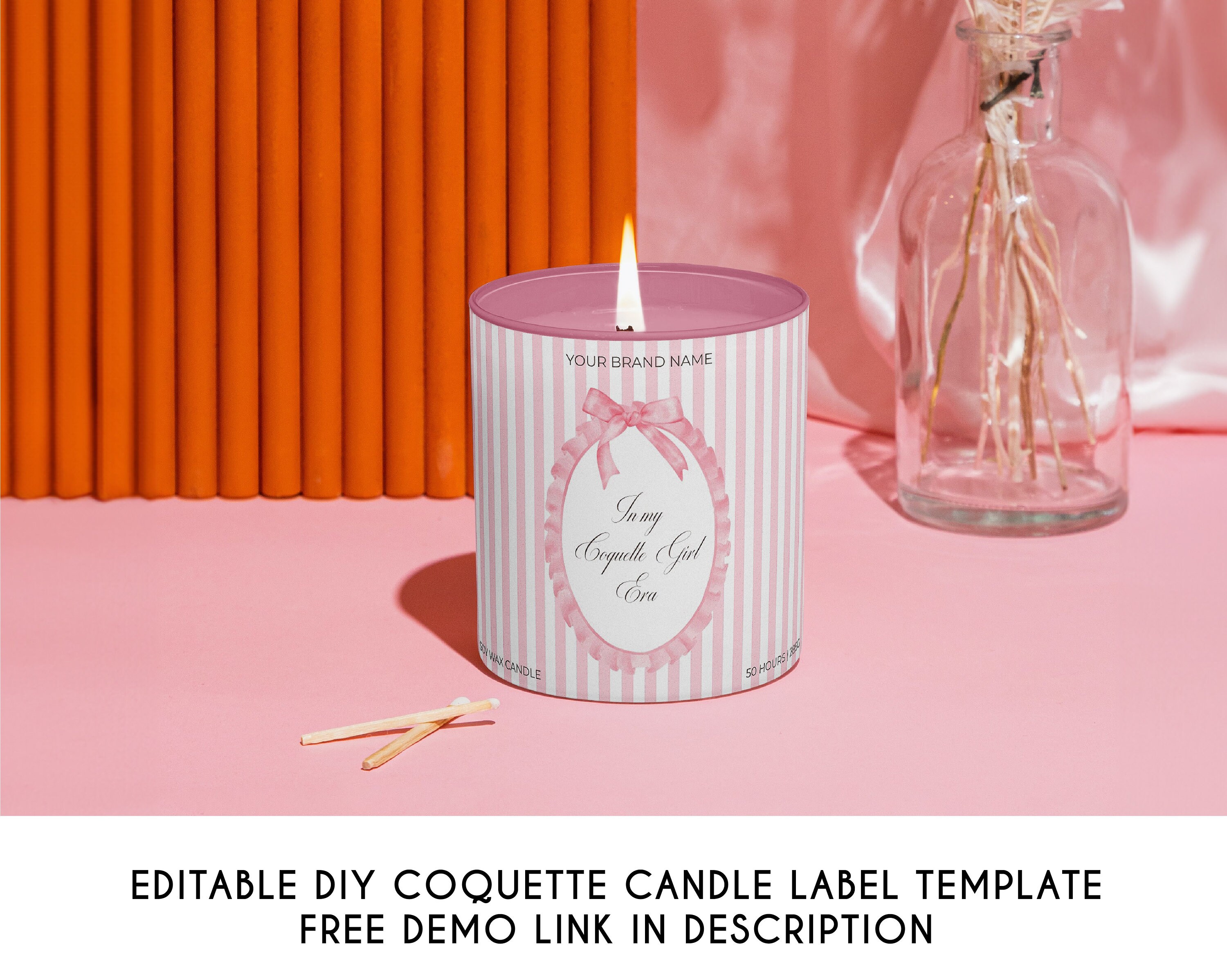 Editable in My Coquette Girl Era Candle Label Template, Printable Soft ...