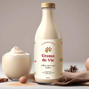 Editable Crema De Vie Bottle Label: Festive Christmas Drink (digital ...