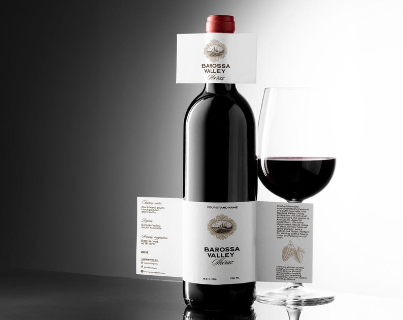 Editable Vintage Wine Bottle Label Template: Luxury Wrap-around Design ...