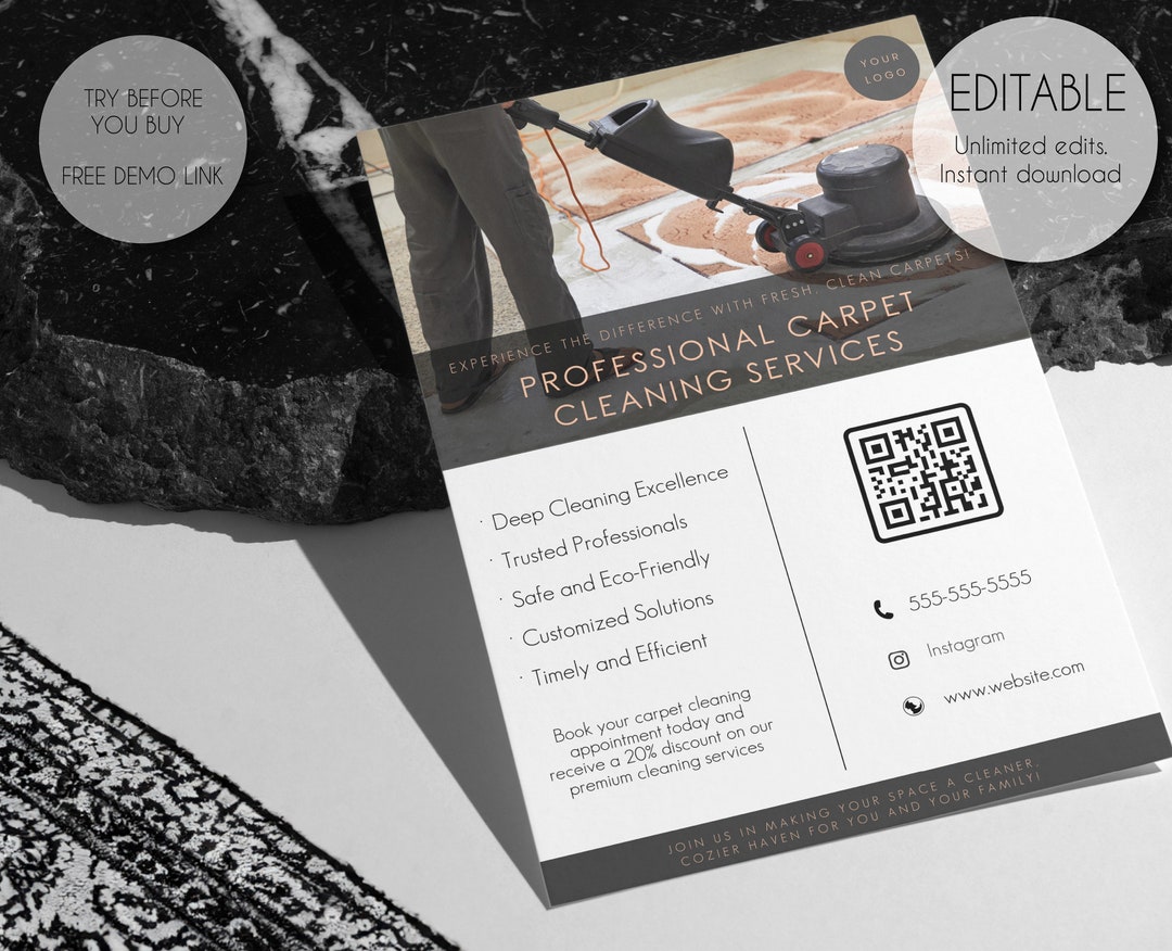 Editable Carpet Cleaning Flyer Template, Custom Carpet Cleaning ...