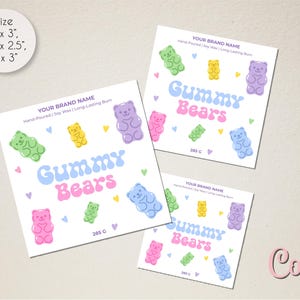 Editable Gummy Bears Scented Candle Label Template, Printable Gummies ...