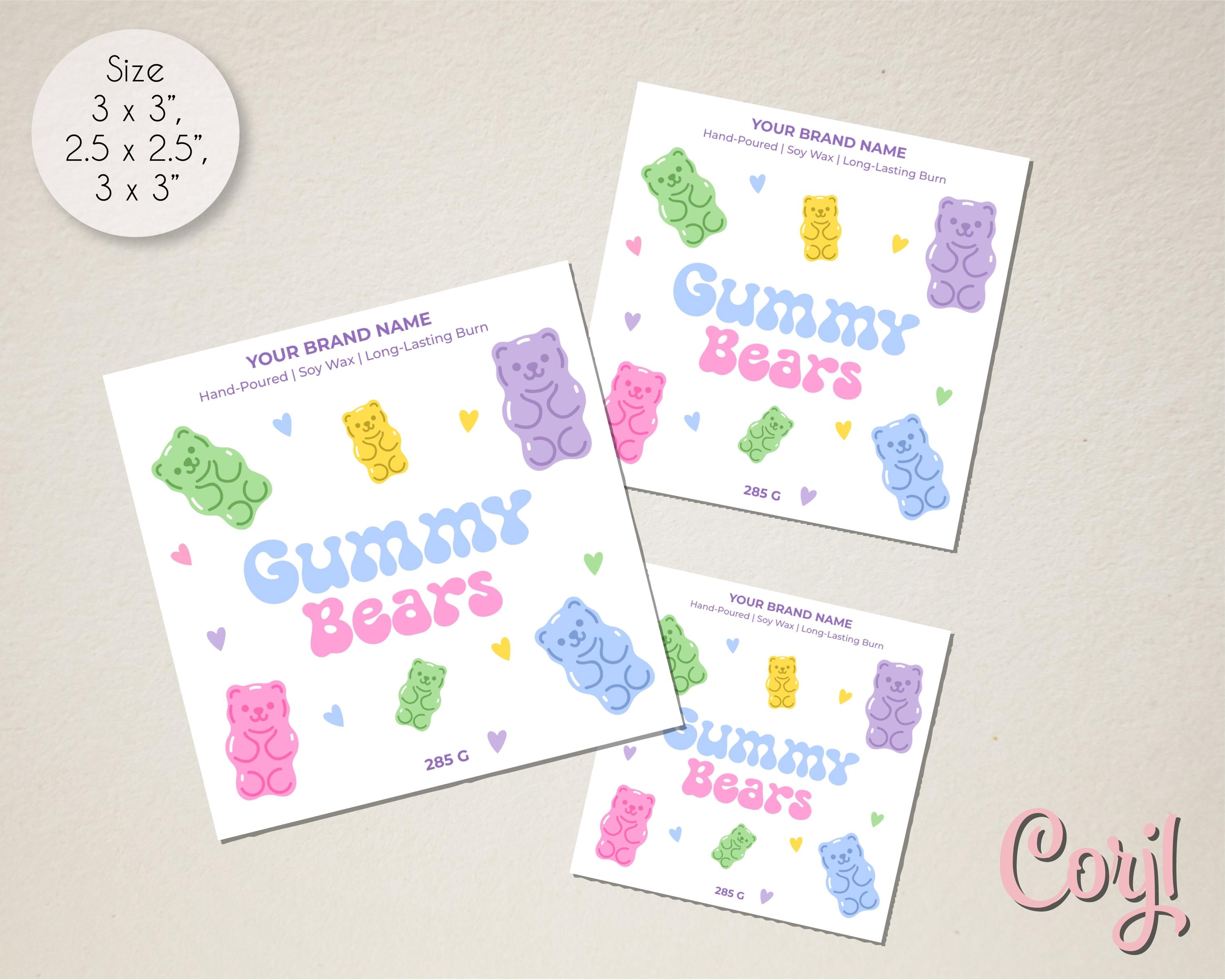 Editable Gummy Bears Scented Candle Label Template (digital Download ...