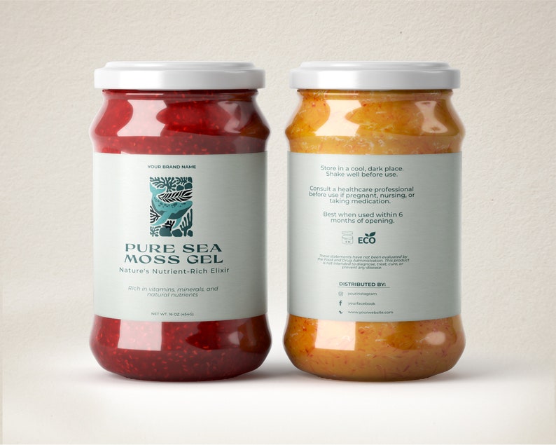 Editable Sea Moss Gel Label Template: Custom Food Jar Sticker (digital ...