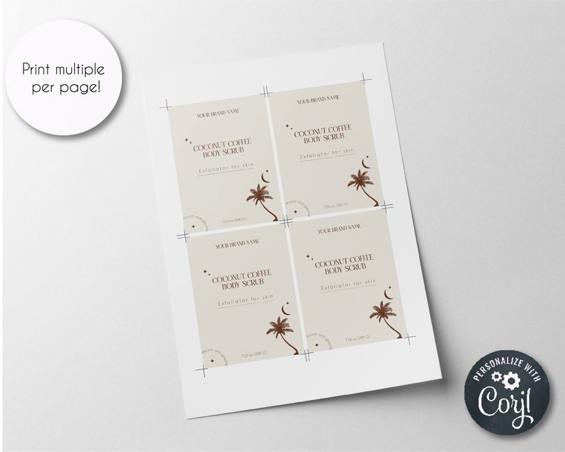 Editable Minimalist Body Scrub Pouch Label Template, Printable Coffee ...