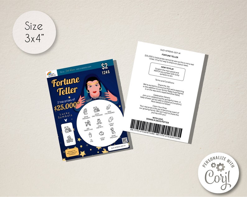 Editable Pregnancy Announcement Scratch-off Lottery Ticket Template ...