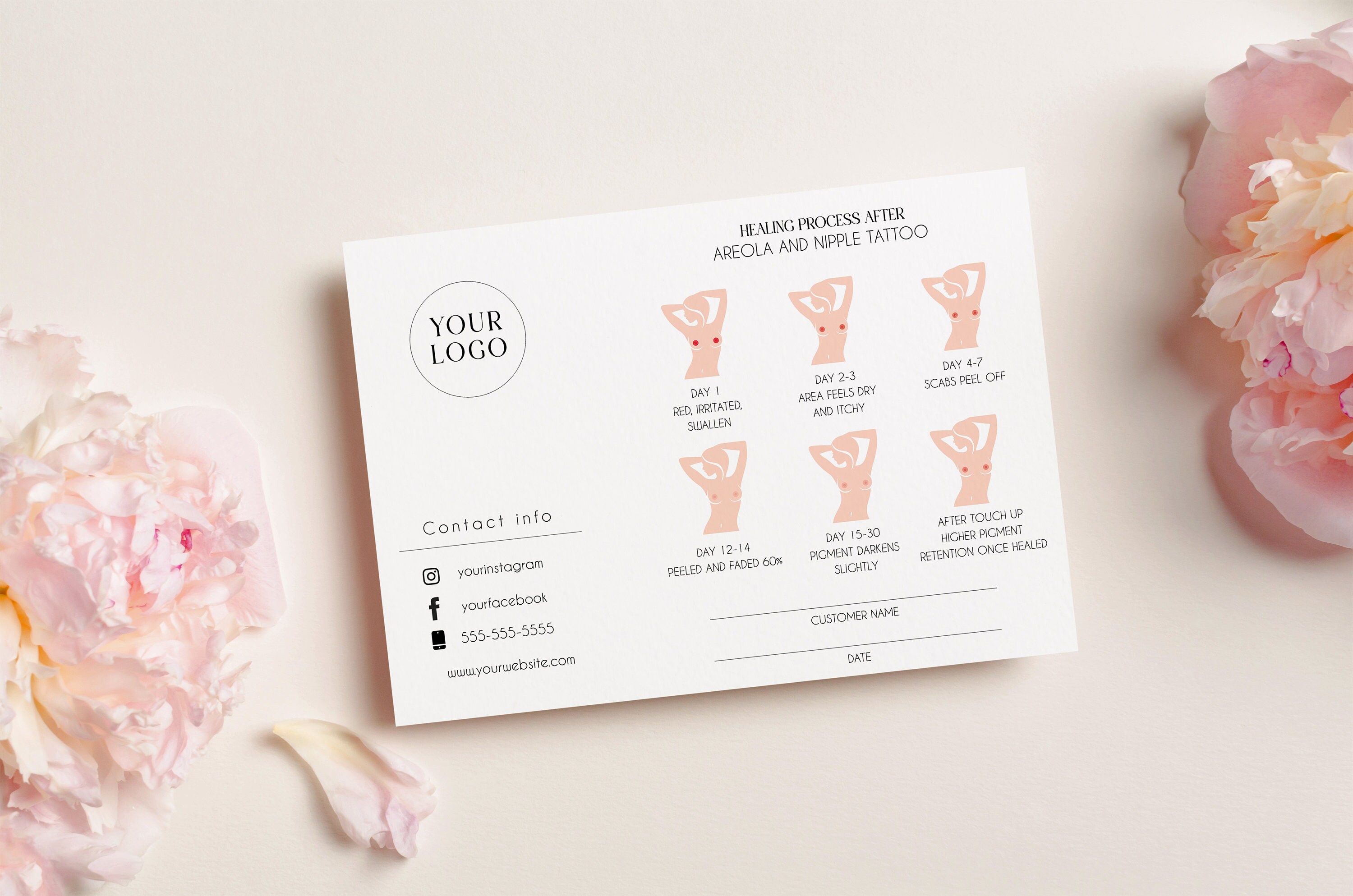 Editable PMU Aftercare Card Mega Bundle, Customizable Permanent Makeup Care Card Bundle, PMU ...