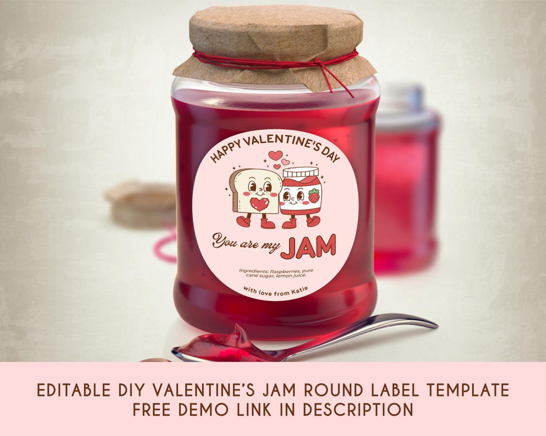 Editable Valentine's Day Jam Round Label Template, Printable Homemade ...