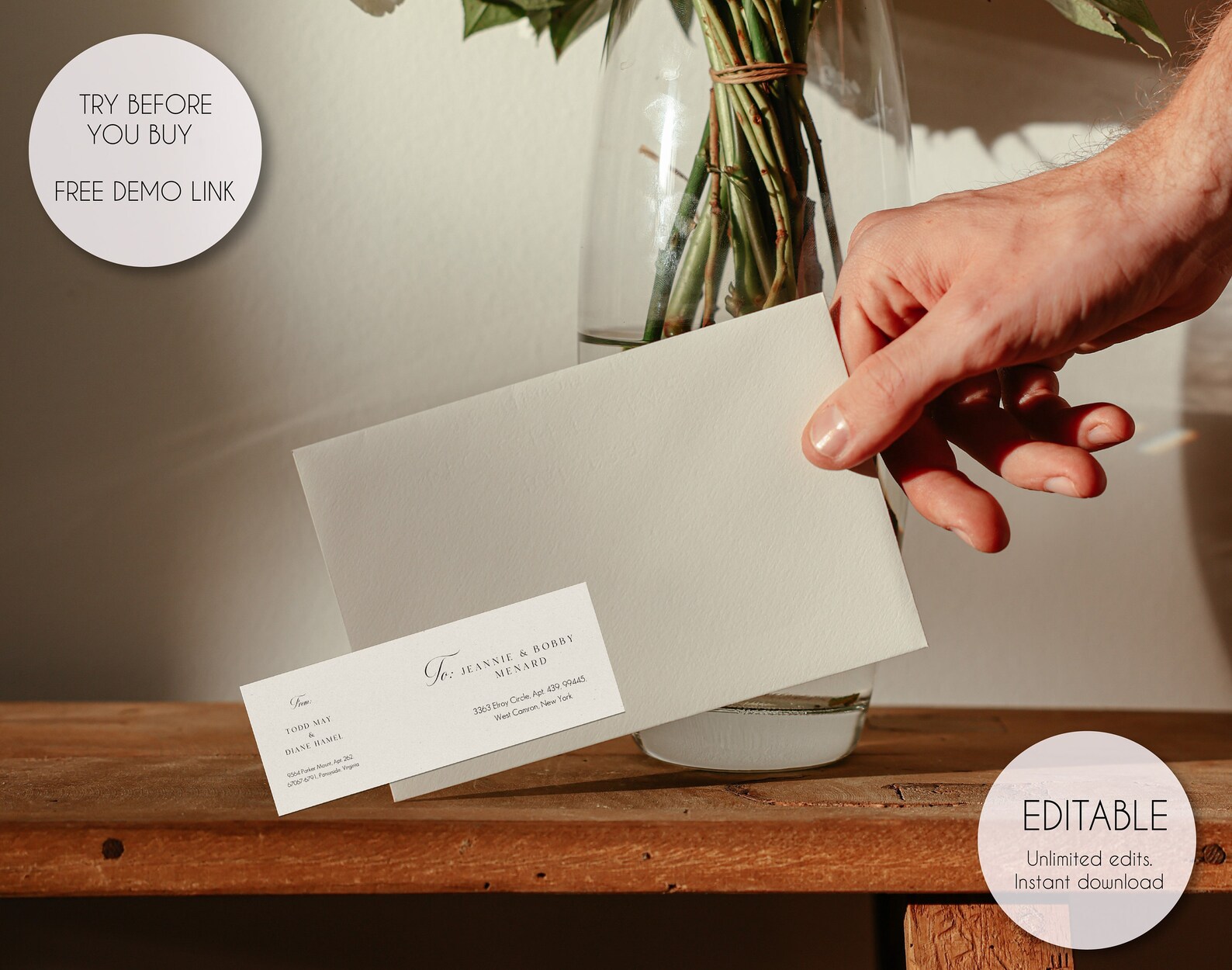 Editable Minimalist Wrap Around Label Template for Envelope, Printable ...