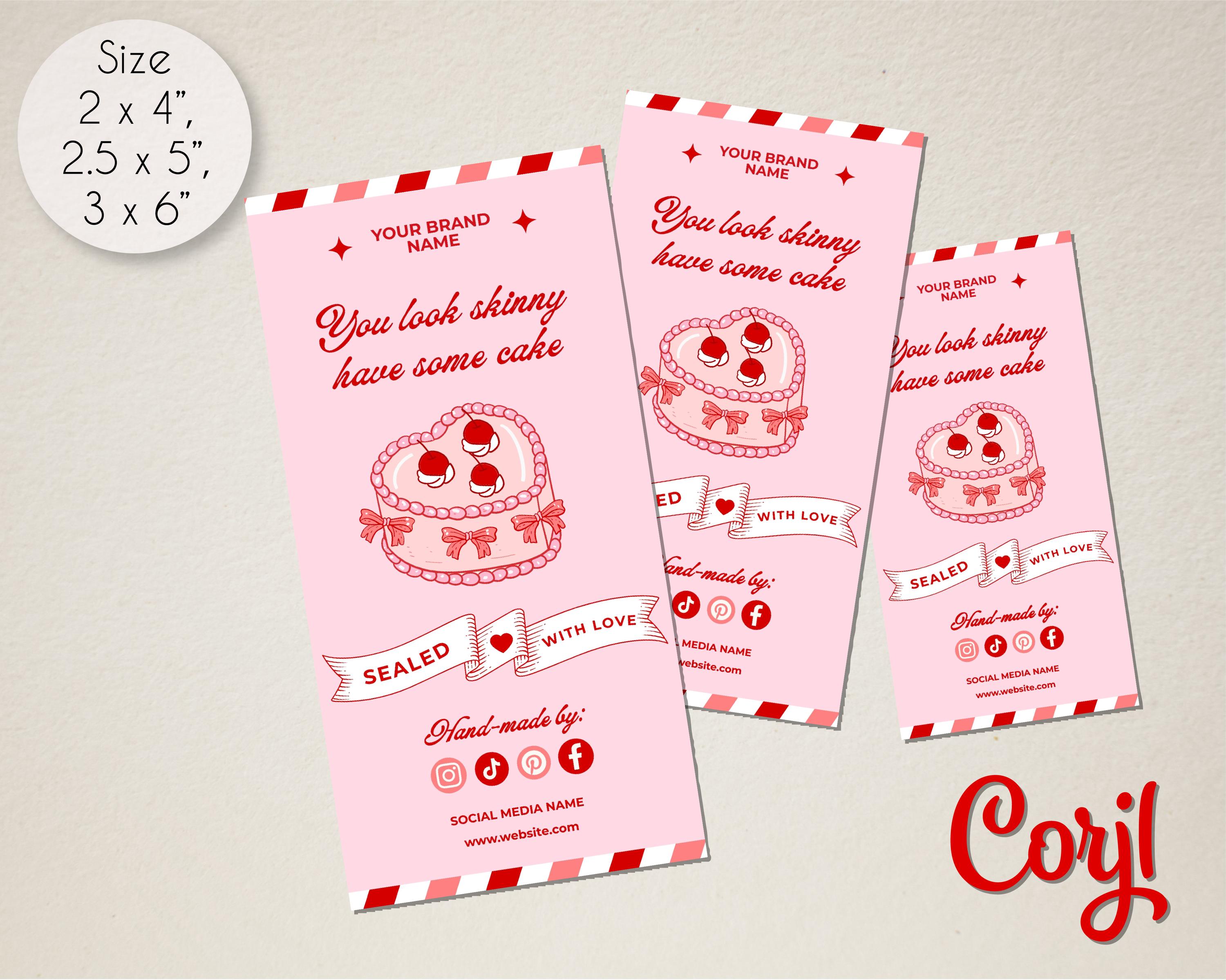 Editable Playful Cake Box Seal Label Template, Printable Whimsical Cake ...