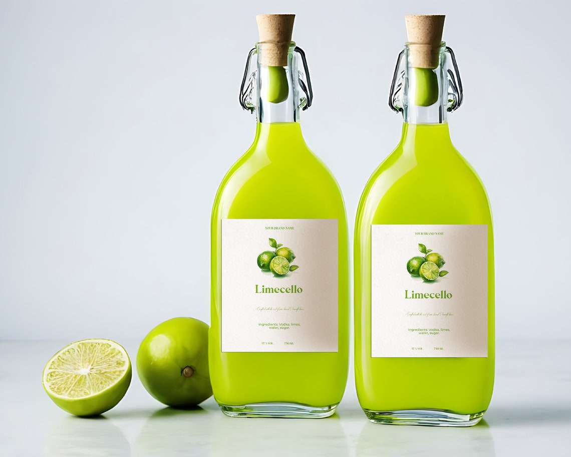 Editable Luxury Limecello Bottle Label Template, Printable Homemade ...