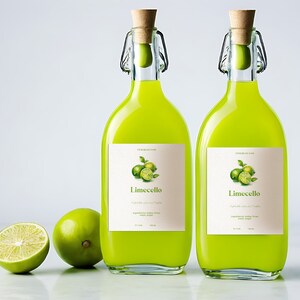 Editable Luxury Limecello Bottle Label Template, Printable Homemade ...