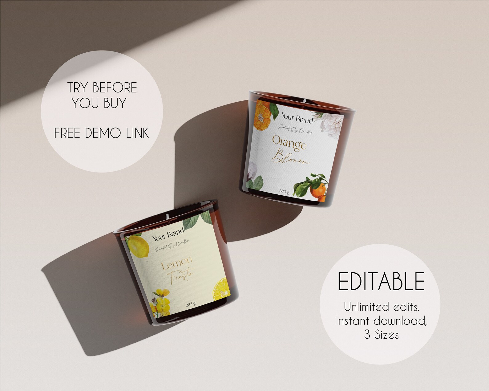 Editable Flower Candle Label Template Candle Label Bundle - Etsy