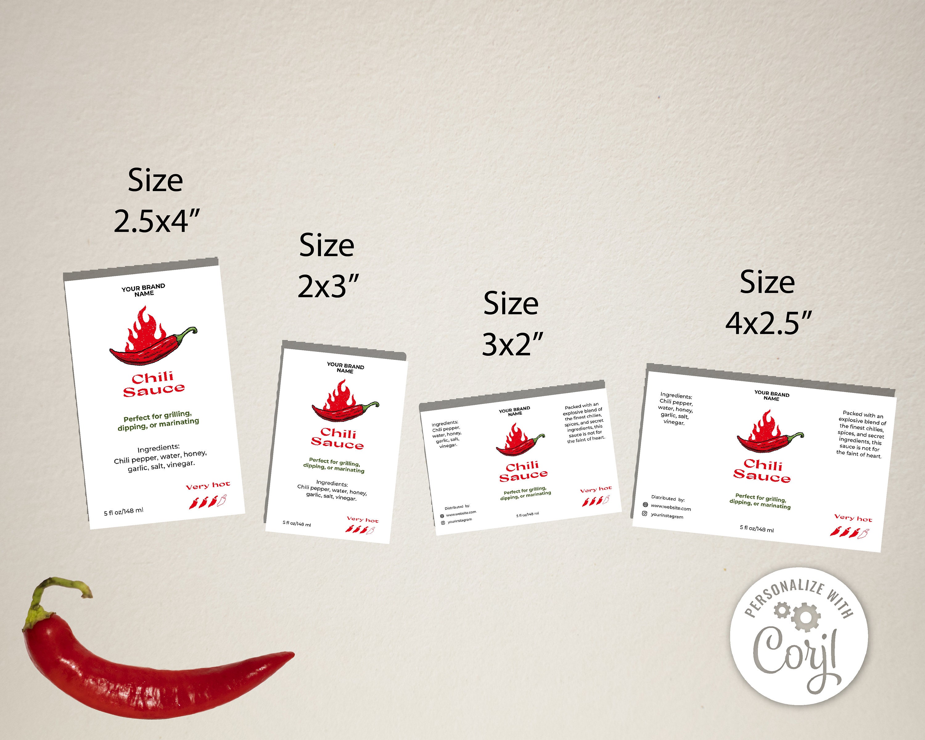 Editable Minimalist Hot Chili Sauce Bottle Label Template, Printable ...