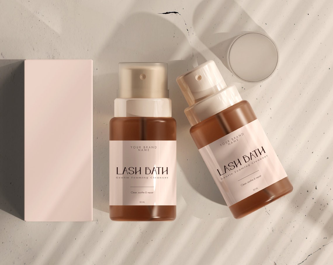 Editable Lash Bath Label Template, Minimalist Eyelash Foam Cleanser ...