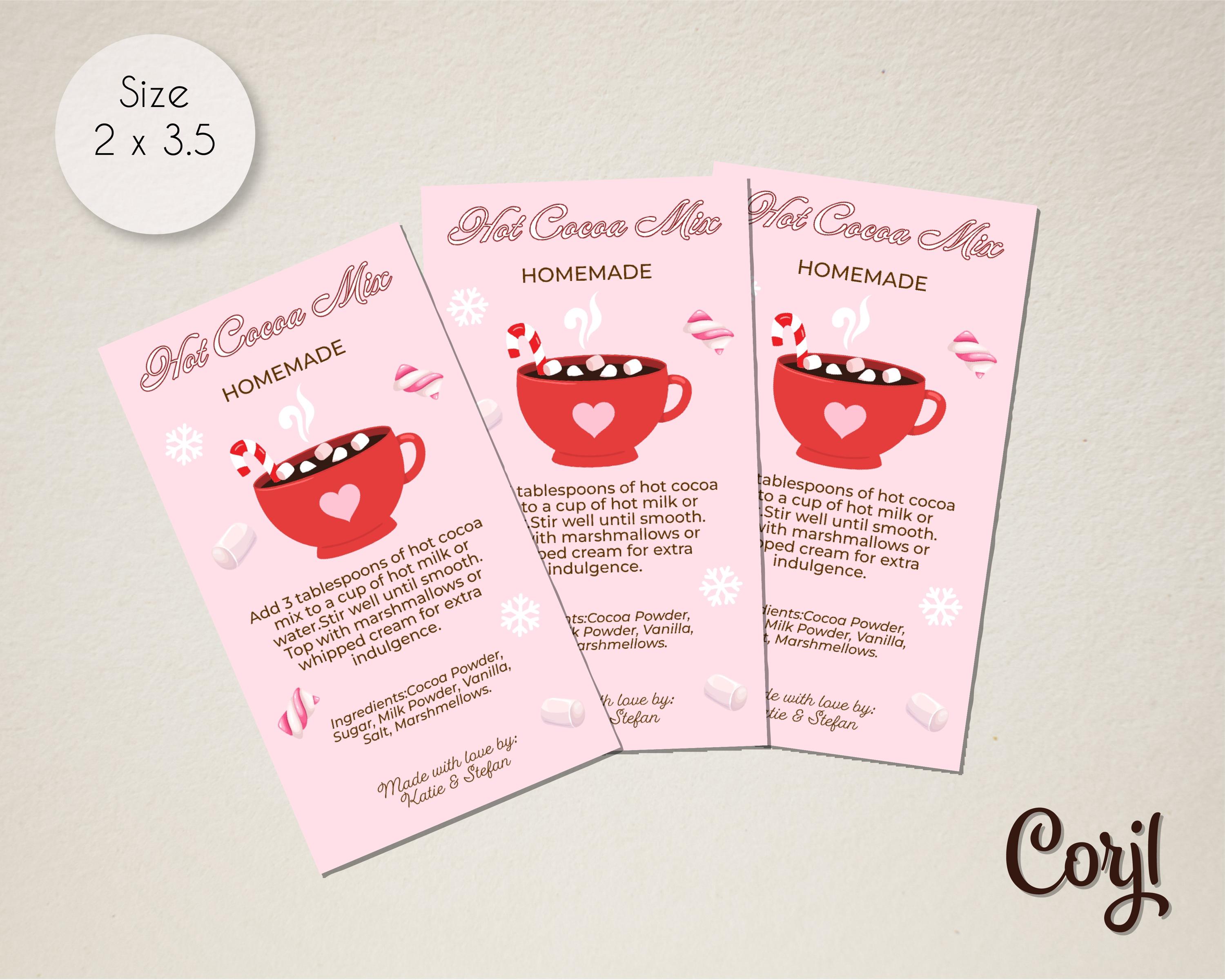 Editable Playful Hot Cocoa Mix Label Template, Printable Homemade Hot ...