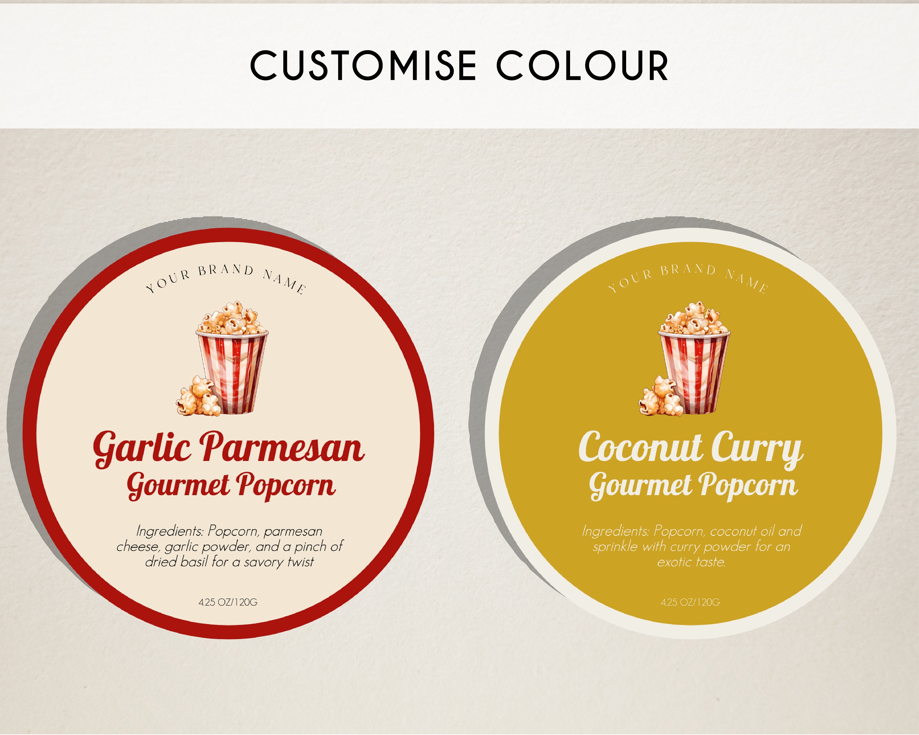 Editable Popcorn Round Label Template, Printable Popcorn Round Luxury ...