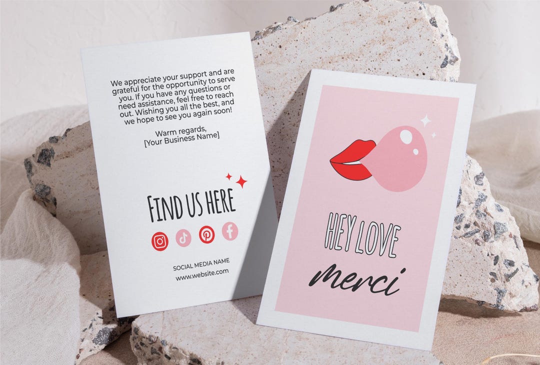 Editable Playful Whimsical Thank You Card Template, Printable Girlie ...