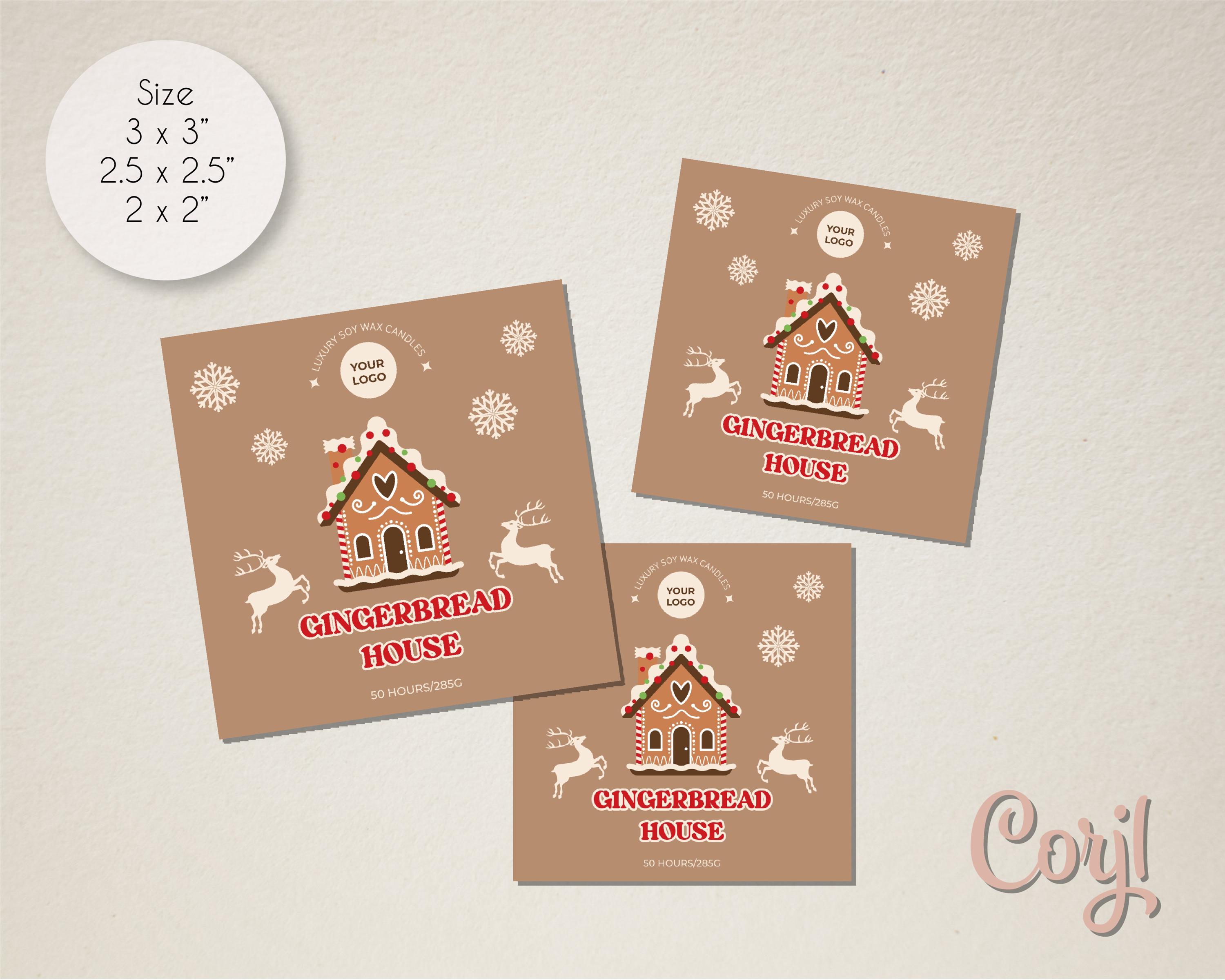 Editable Gingerbread House Candle Label: Christmas Template (digital ...