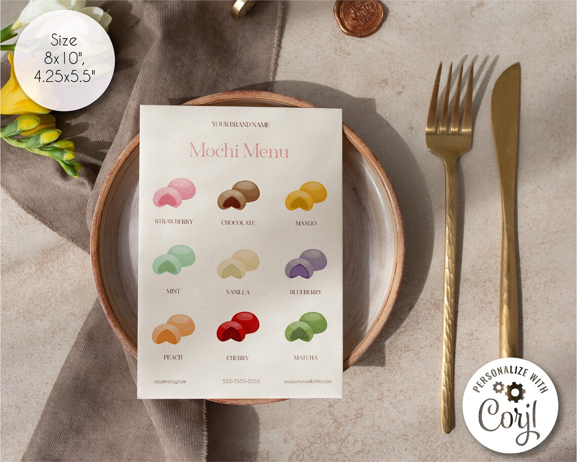 Editable Mochi Menu Template, Printable Mochi Menu Template, Japanese ...