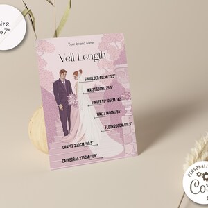 Editable Veil Length Size Chart Template, Printable Wedding Veil Size ...