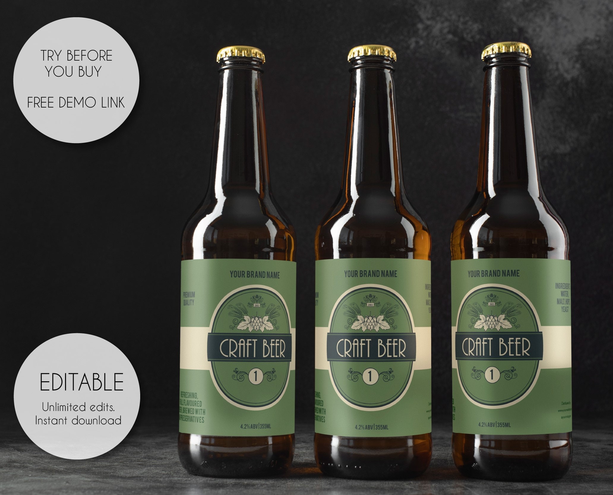 Editable Beer Bottle Label Template, Custom Beer Label, Home Brew Label ...
