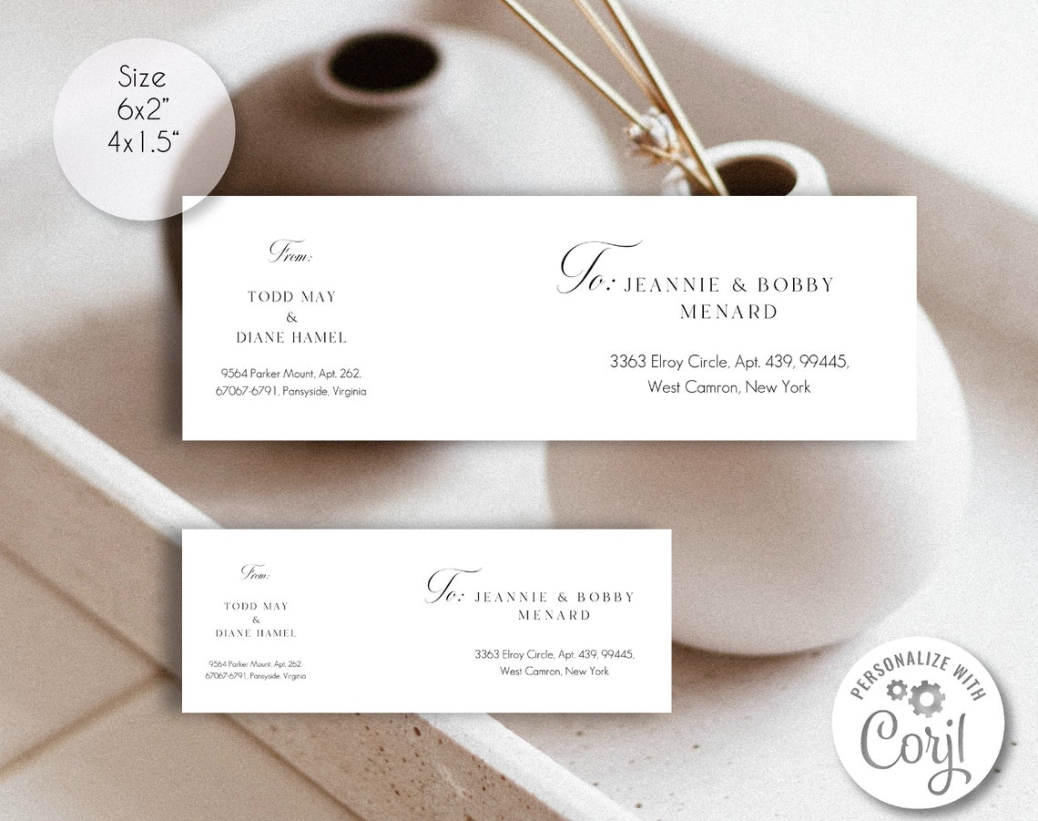 Editable Minimalist Wrap Around Label Template for Envelope - Etsy