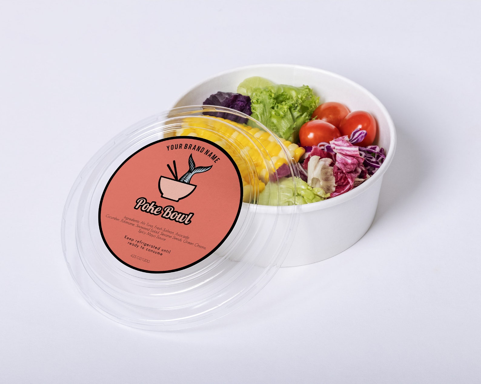 Editable Poke Bowl Round Label Template Printable Luxury Poke - Etsy ...