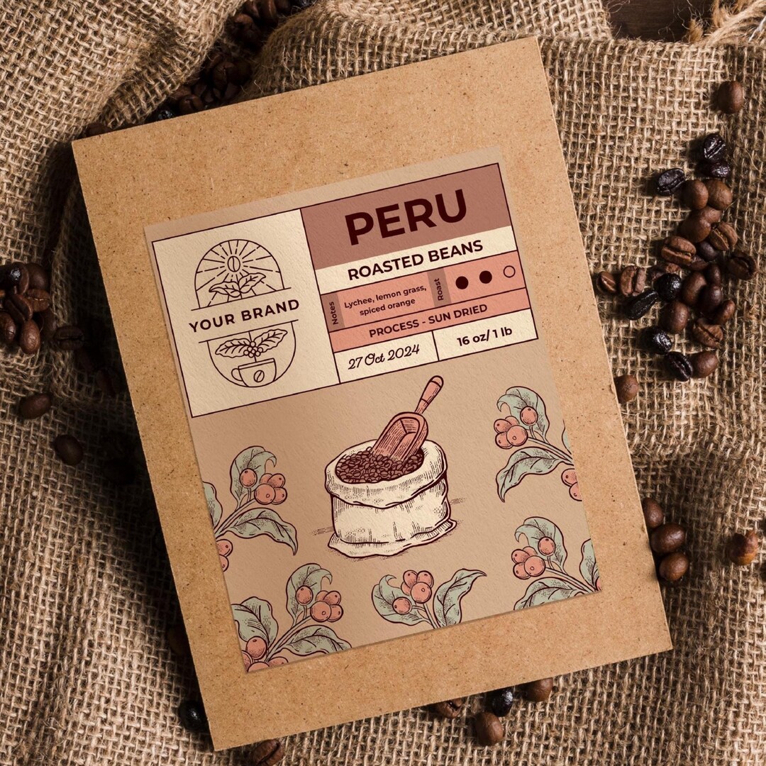 Editable Modern Coffee Bag Label Template, Printable Elegant Coffee Bag ...