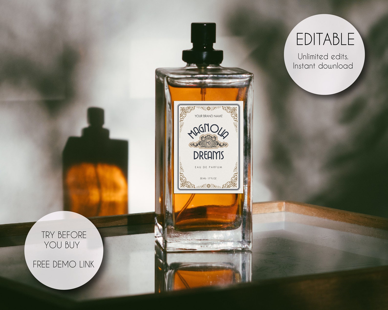 Editable Luxury Perfume Bottle Label Template, Custom Parfum Label ...