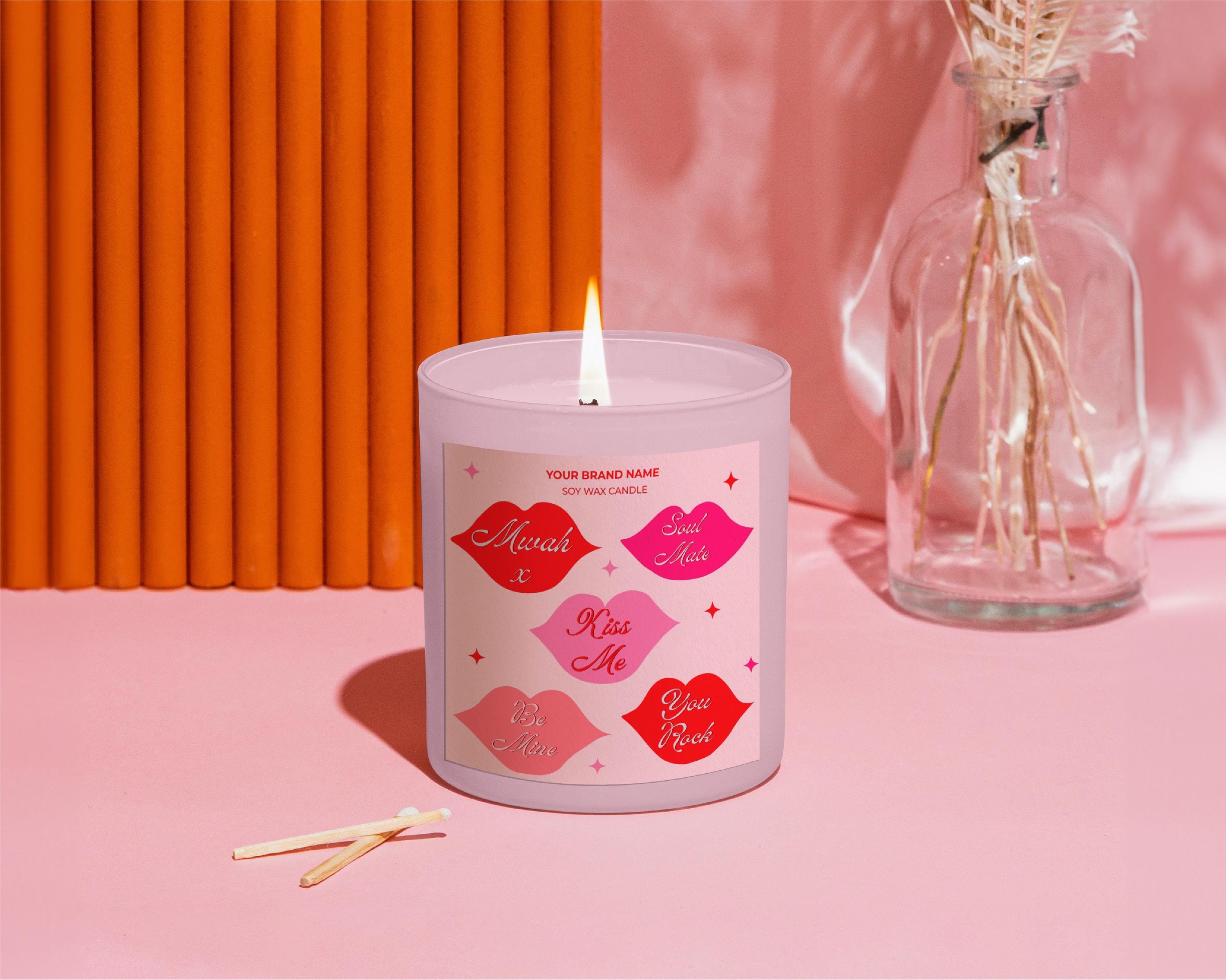 Editable Whimsical Lips Candle Label Template, Printable Valentine's ...