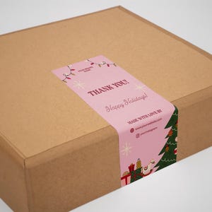 Editable Christmas Box Seal Label Template, Printable Playful Holiday ...