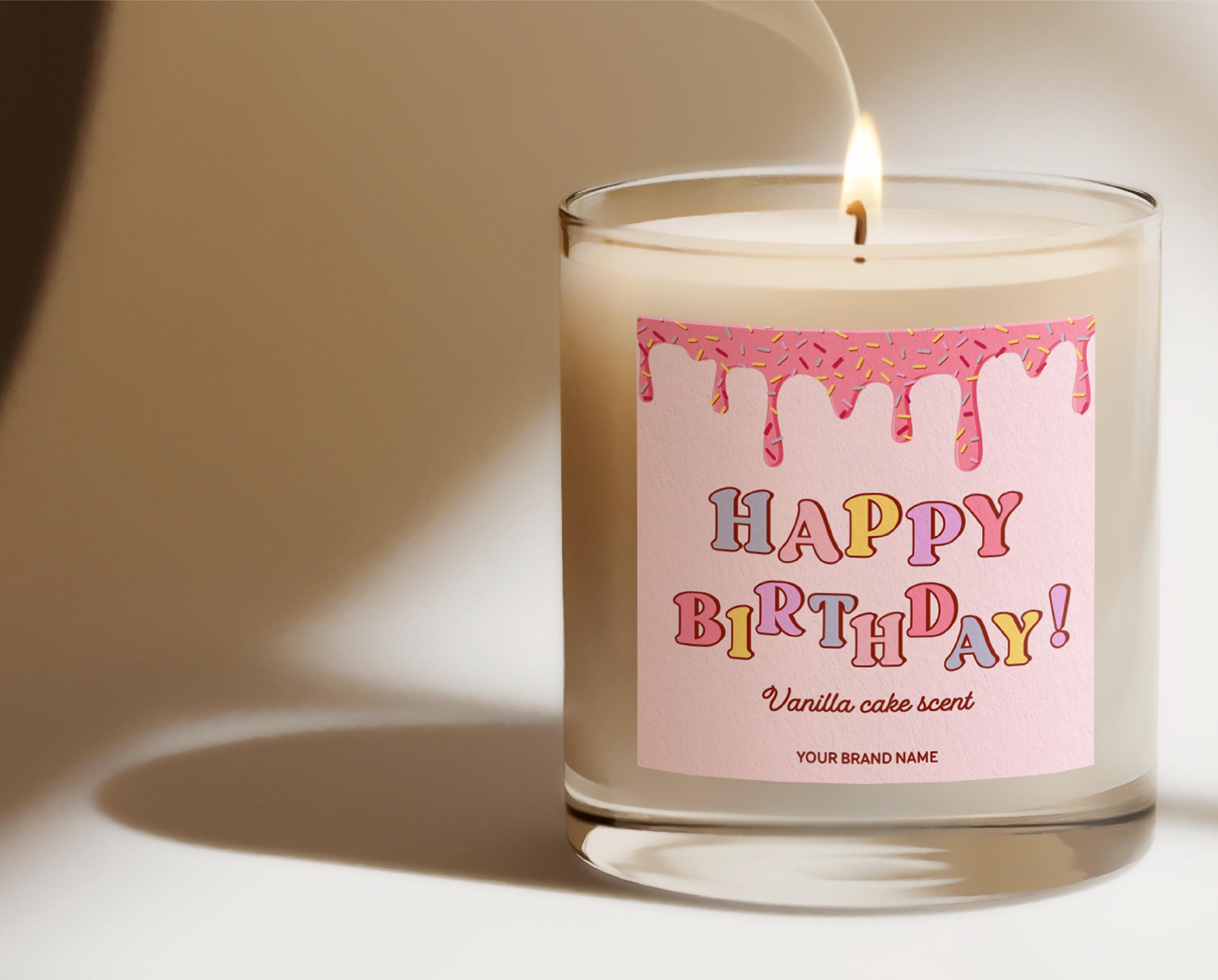 Editable Sprinkle Cake Candle Label Template, Printable Happy Birthday ...