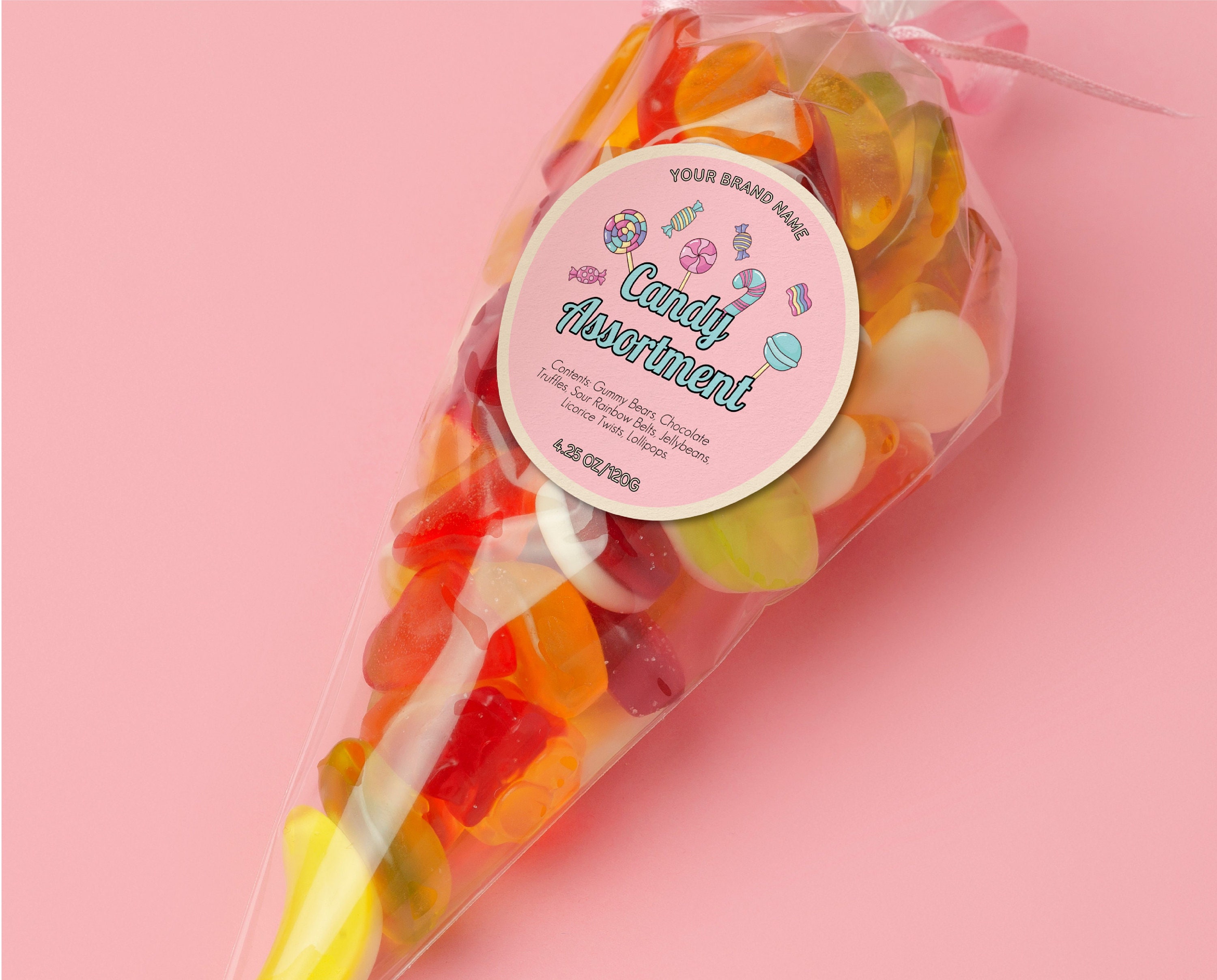 Editable Candy Assortment Round Label Template Printable - Etsy