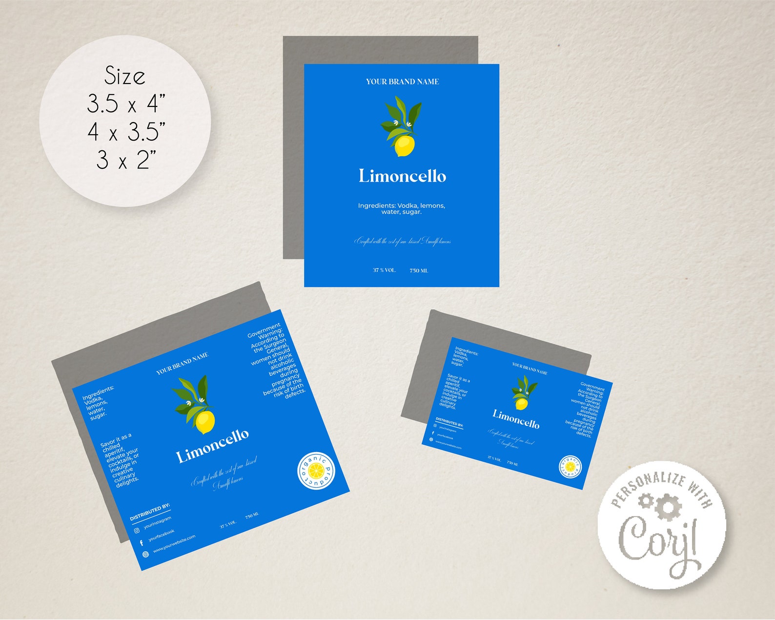 Editable Luxury Limoncello Bottle Label Template, Printable Homemade ...