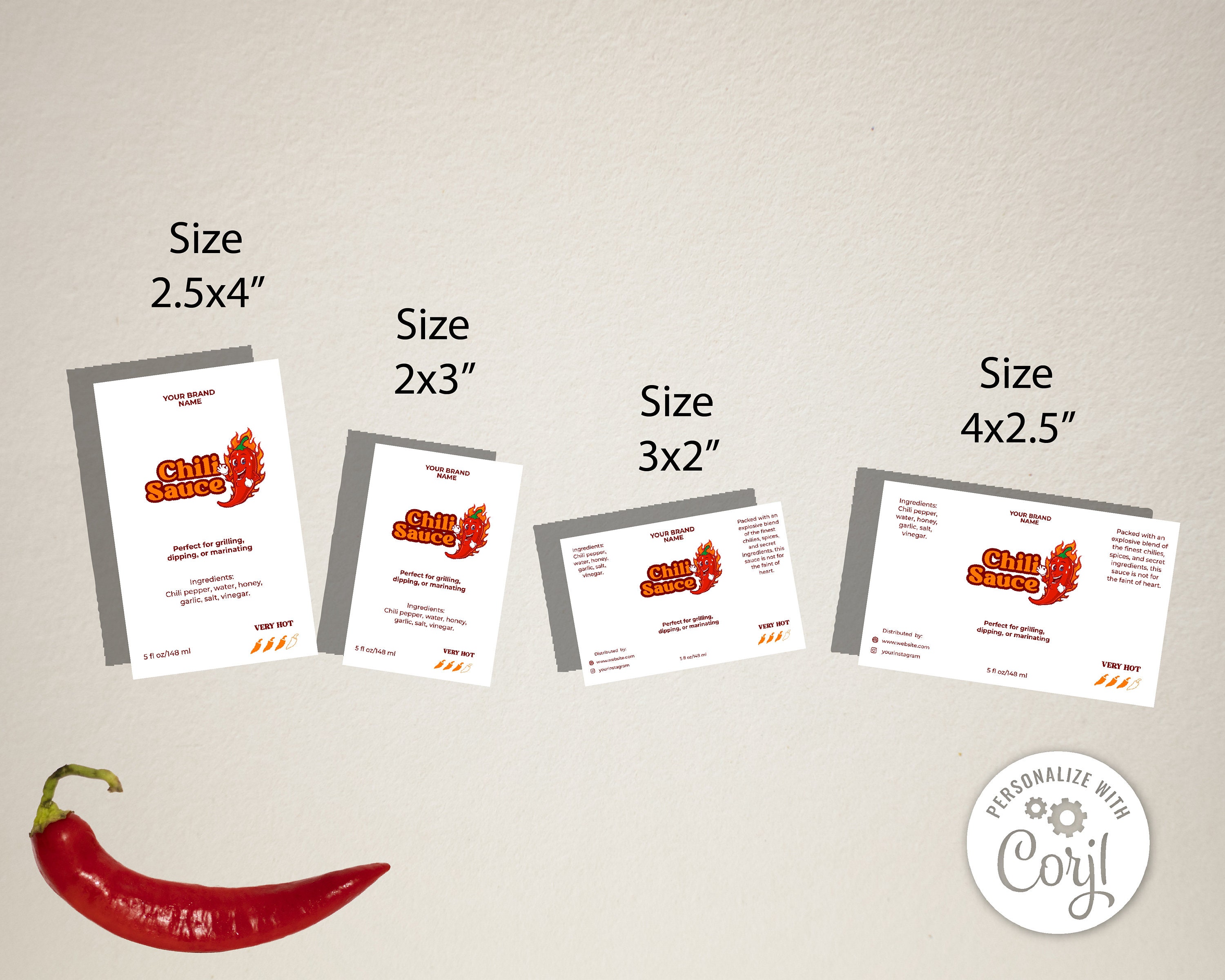 Editable Minimalist Hot Chili Sauce Bottle Label Template, Printable ...