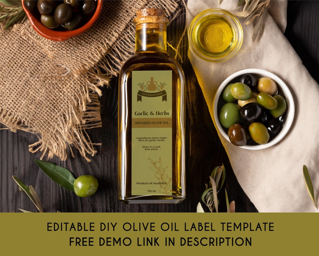 Editable Infused Olive Oil Bottle Label Template, Printable Olive Oil ...