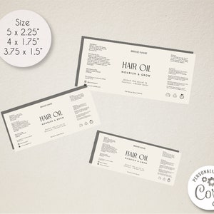 Editable Hair Growth Oil Label Template: Minimalist Luxury Design ...